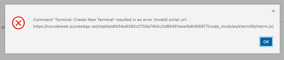 Command 'Terminal: Create New Terminal' resulted in an error (Invalid script url: https ...