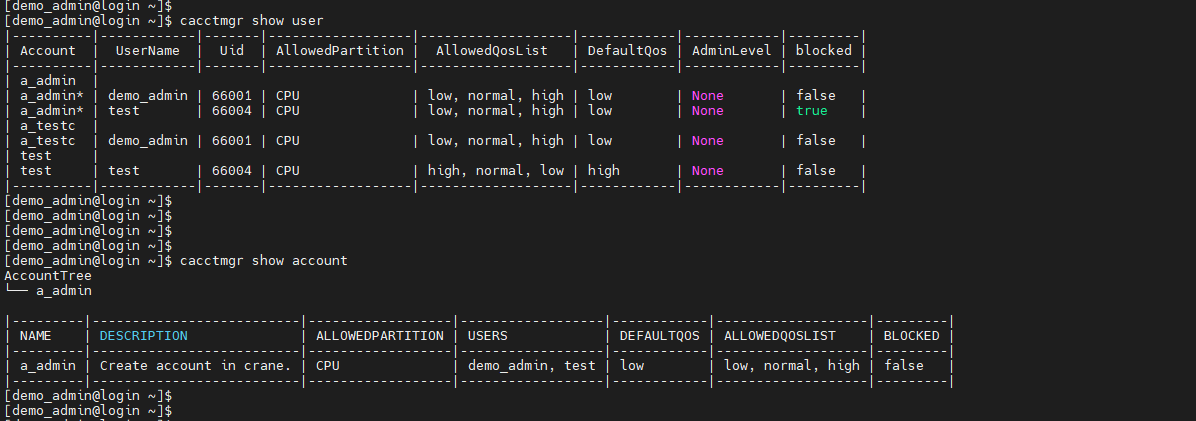 用户有好几个账号，但是cacctmgr show account只显示默认账号 · Issue #148 · PKUHPC/CraneSched · GitHub