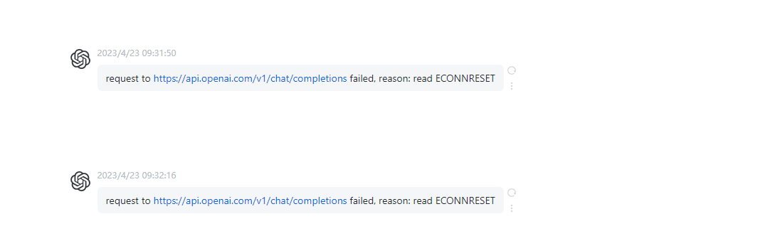 百度云服务器代理请求failed, reason: read ECONNRESET · Issue #1562 · Chanzhaoyu/chatgpt-web · GitHub