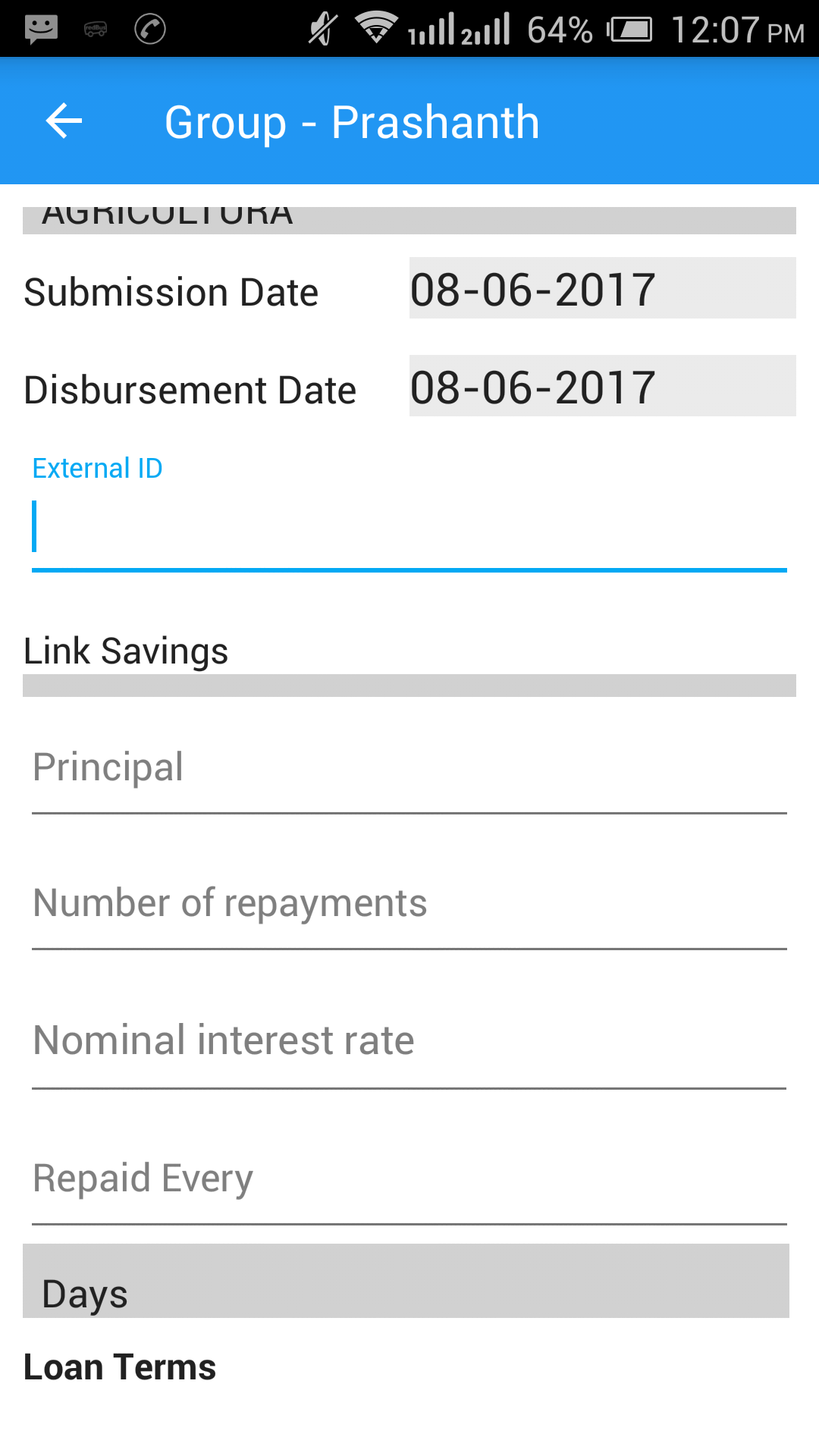 Default values are not getting fetched for Principal, Number of repayments, Interest rate and ...