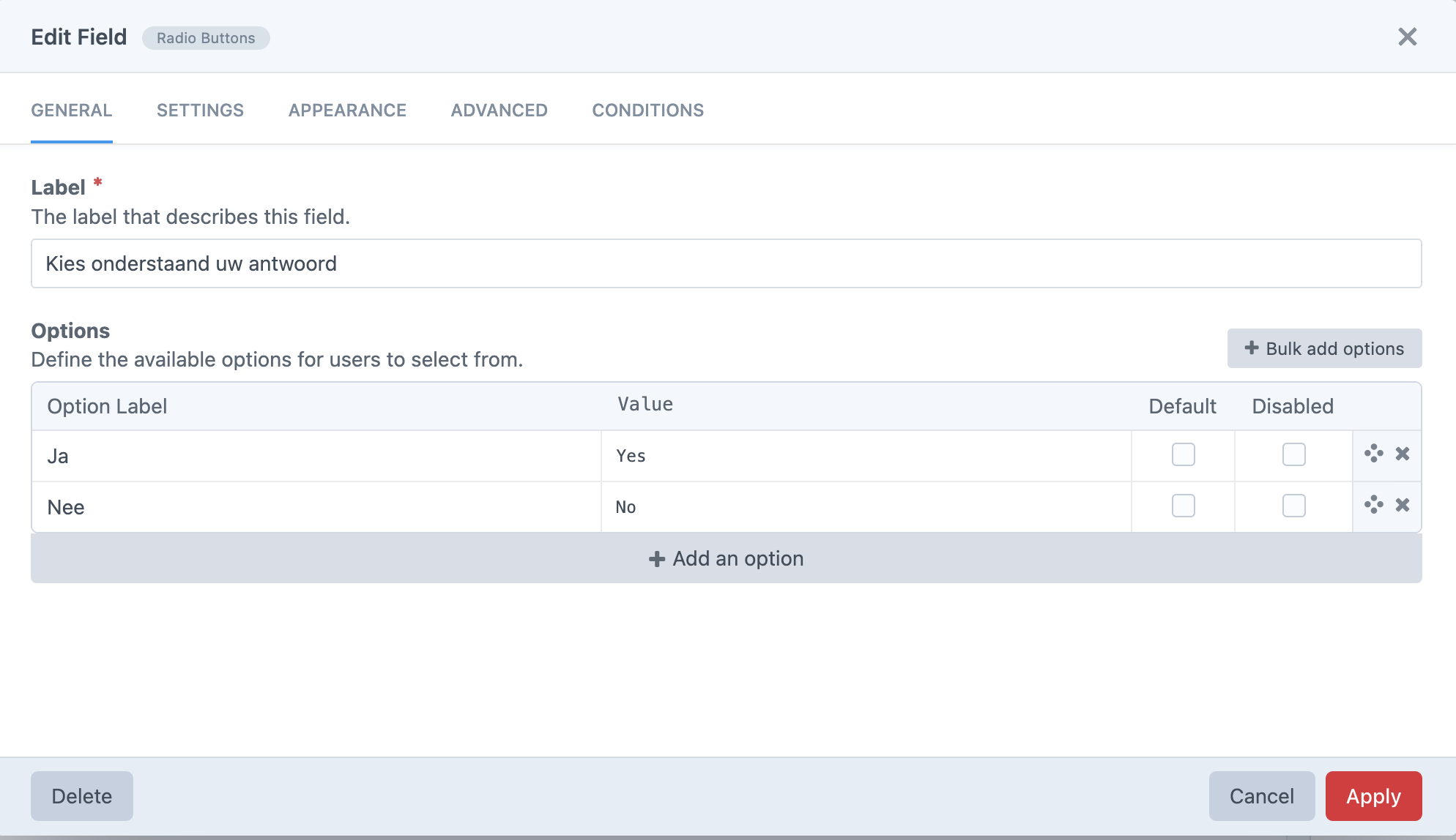Conditions don't work when using a radio butotn · Issue #1192 · verbb/formie · GitHub