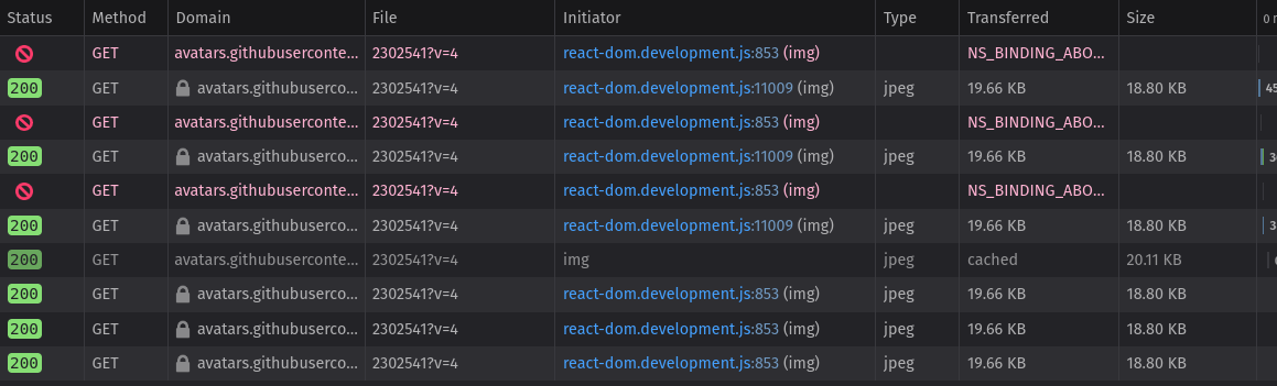 Bug: Initial render happens twice, causes NS_BINDING_ABORTED errors · Issue #24944 · facebook ...