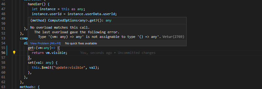 Type '(vm: any) => any' is not assignable to type '() => any'.Vetur(2769) · Issue #2942 · vuejs ...