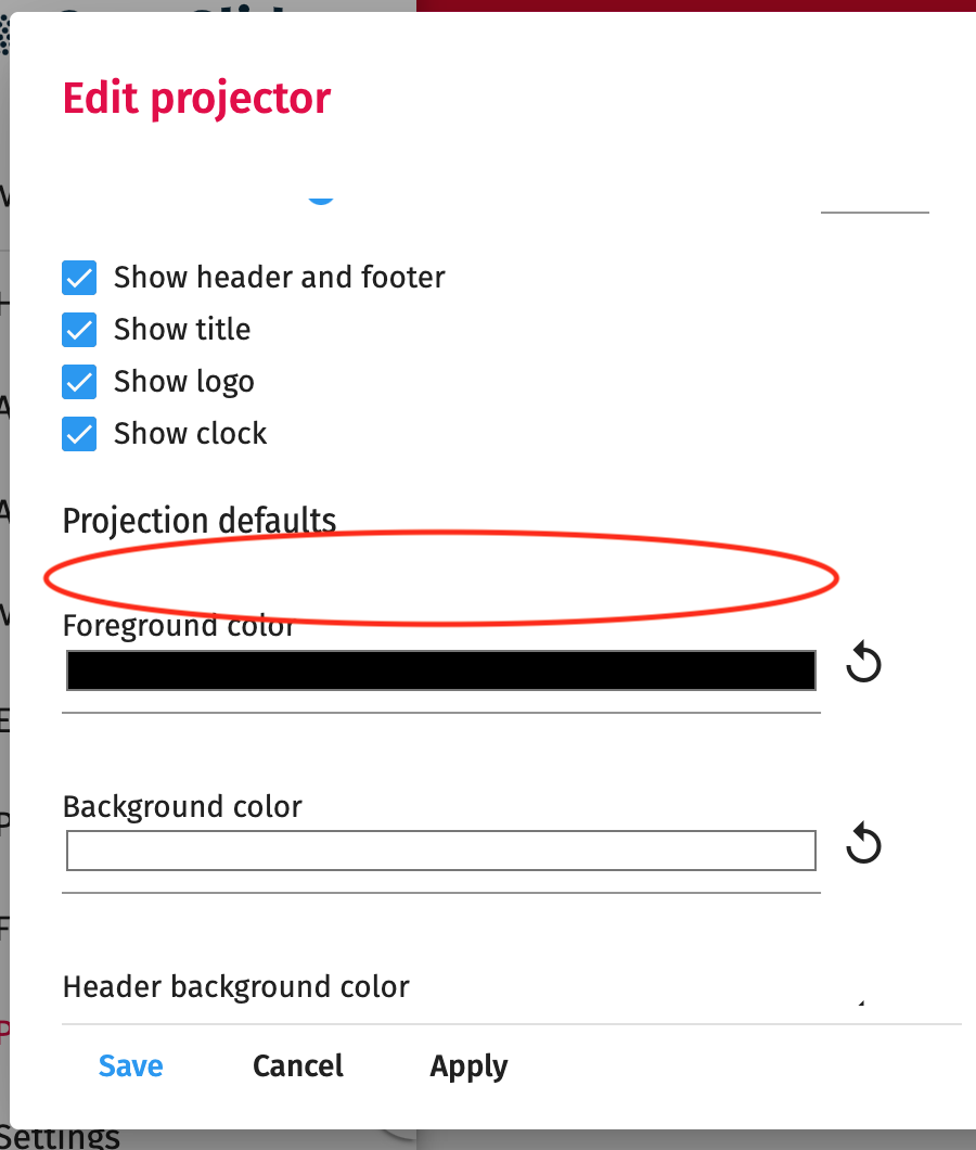 Not possible to set projection defaults in a projector's edit view · Issue #1062 · OpenSlides ...
