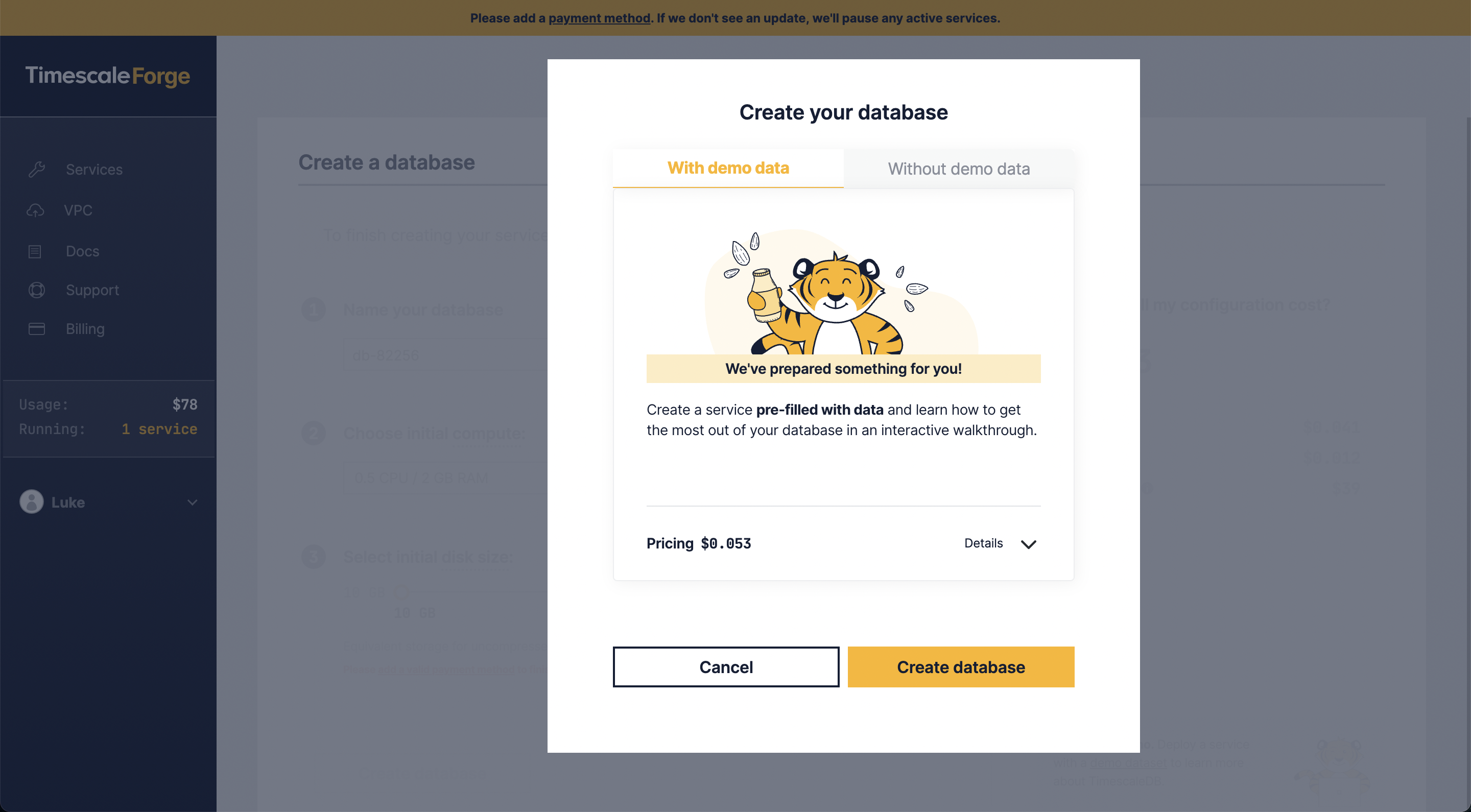[Docs RFC] Update "create service" flow · Issue #399 · timescale/docs · GitHub