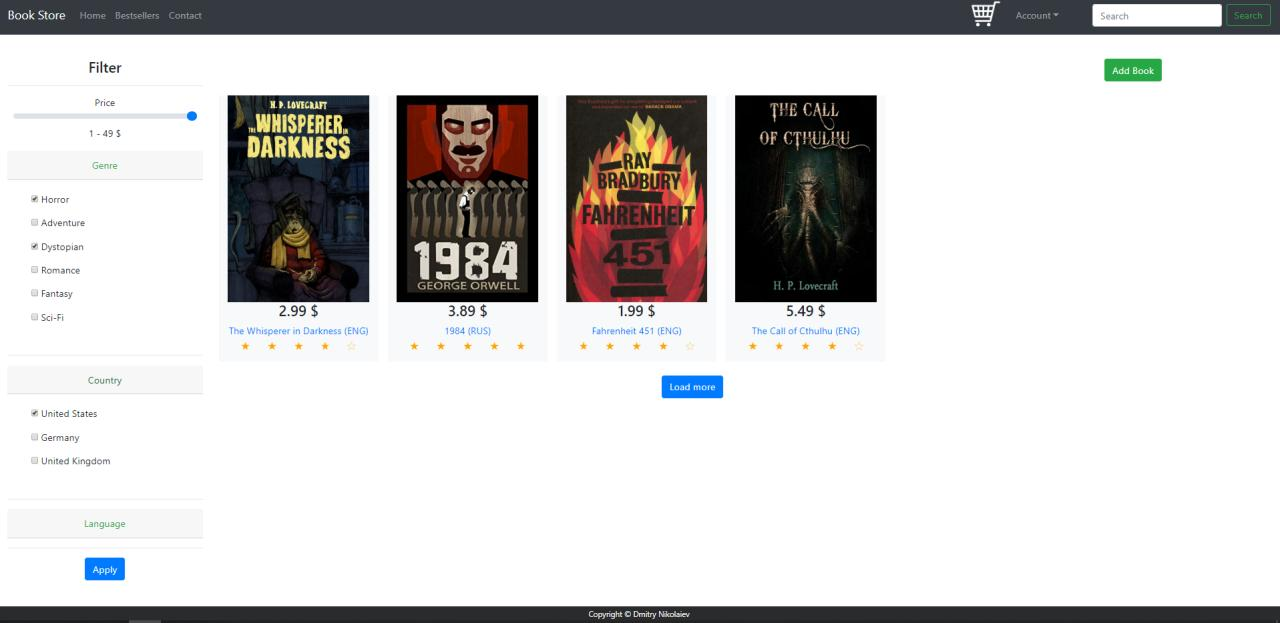 GitHub - DNikolaiev/ASP.NET-Bookstore: Web Project