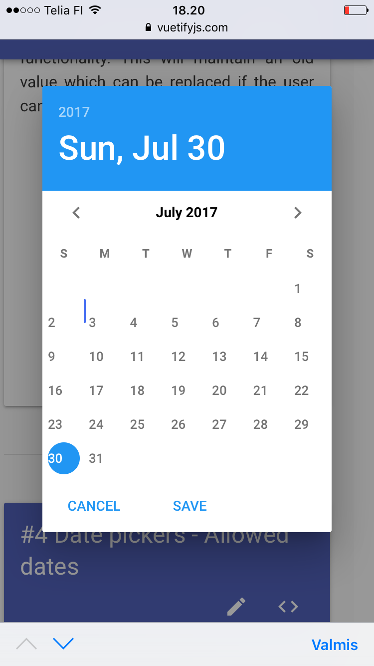 Ios Mobile Safari Pickers Show Activator Text Field Cursor On Top · Issue 1179 · Vuetifyjs