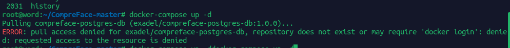 ERROR: pull access denied for exadel/compreface-postgres-db · Issue #798 · exadel-inc/CompreFace ...