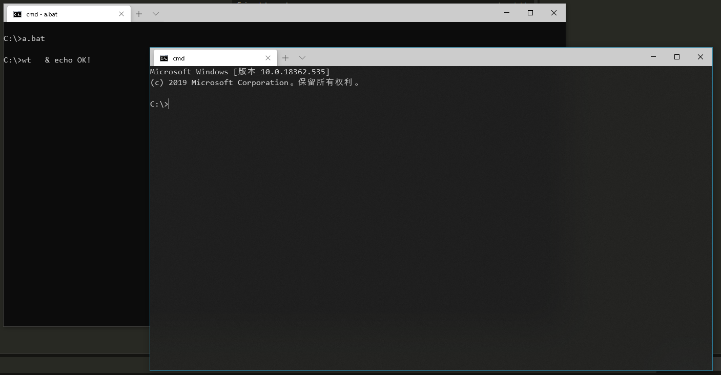 Does not return in time when invoked in batch file. · Issue #4709 · microsoft/terminal · GitHub