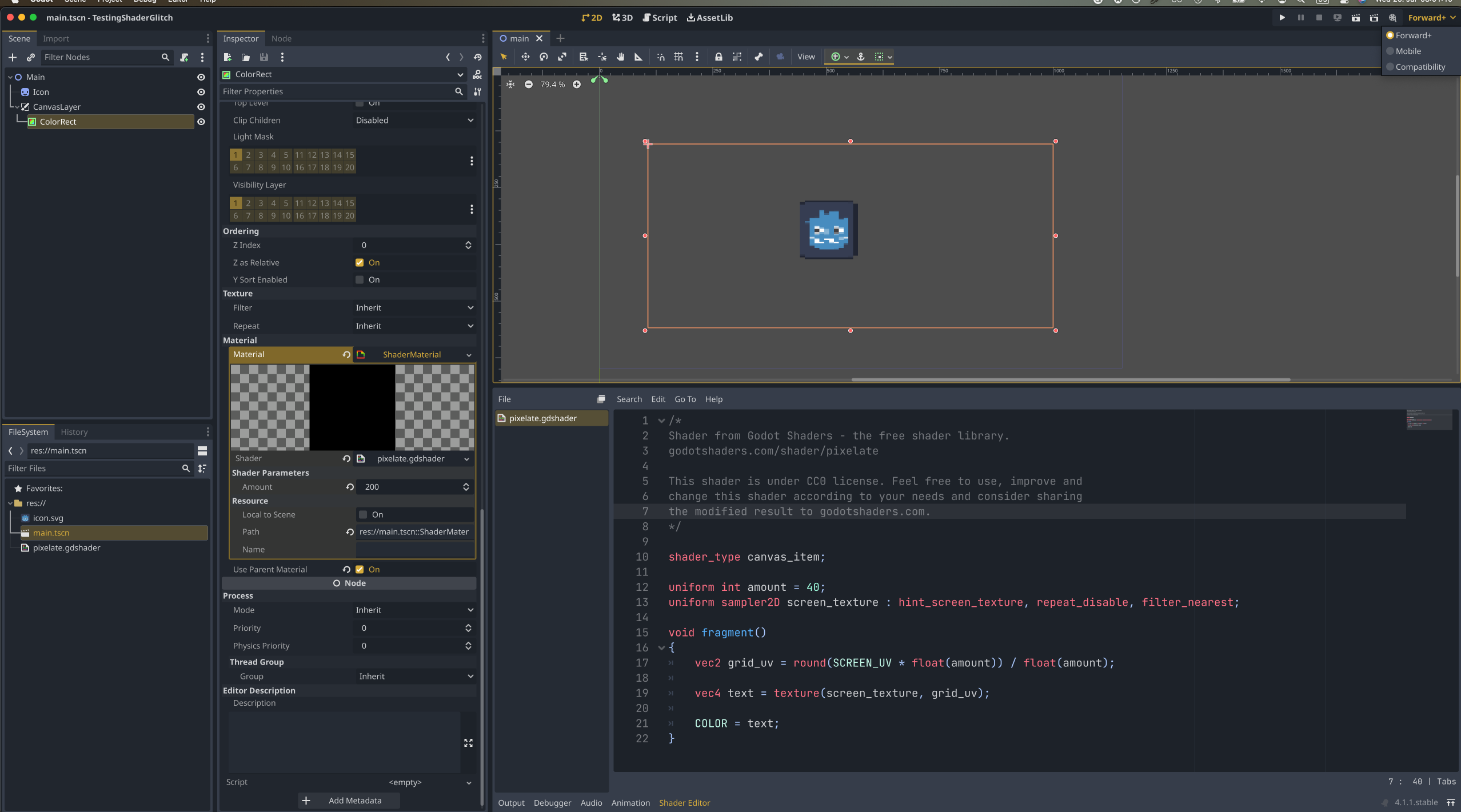 Glitch in shader when using screen_texture and Compatibility mode: pink gridded lines · Issue ...