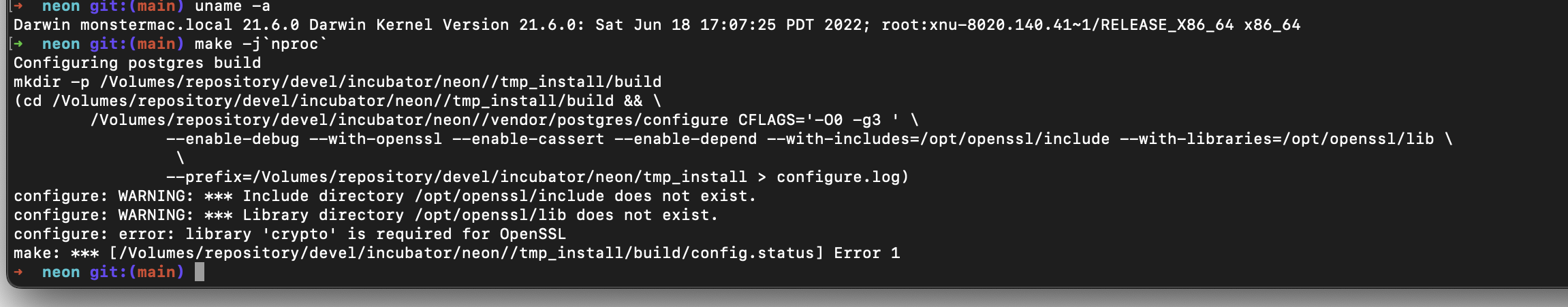 Unable to install/build on MacOs · Issue #2177 · neondatabase/neon · GitHub