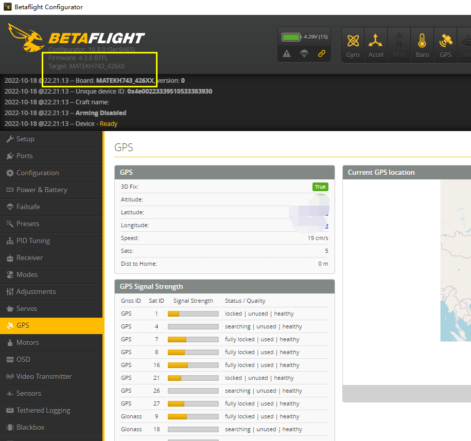 4.3.0/4.3.1 - Matek H743-Slim, GPS BN-880 not recognized · Issue #11904 · betaflight/betaflight ...