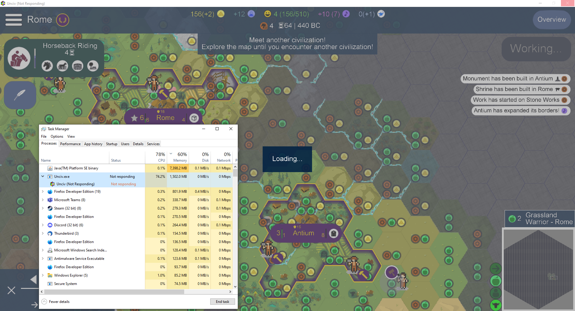 Out of memory issue W10 · Issue #7946 · yairm210/Unciv · GitHub