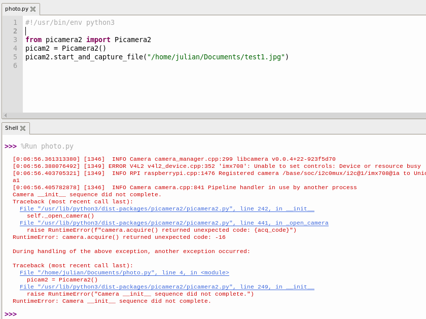 [BUG] INFO Camera camera.cpp:841 Pipeline handler in use by another process · Issue #627 ...