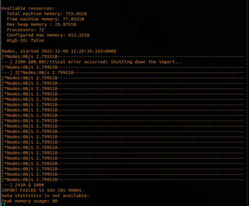 Neo4j Admin Import A Critical Error Occured Shutting Down The Import · Issue 12981 · Neo4j