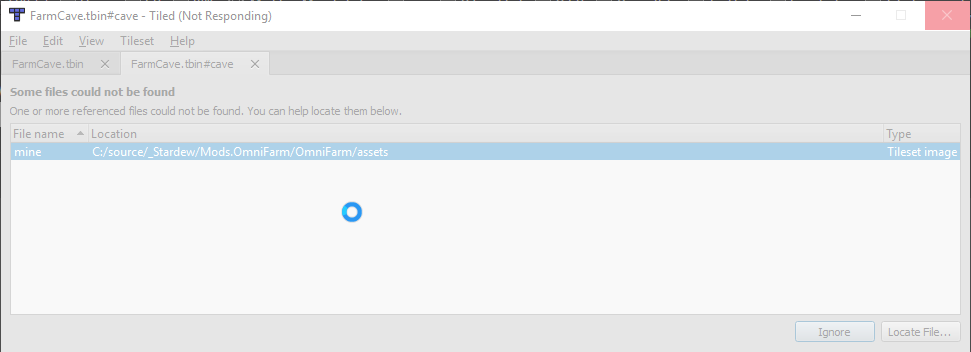 Freeze when locating missing tilesheet for tbin · Issue #2068 · mapeditor/tiled · GitHub