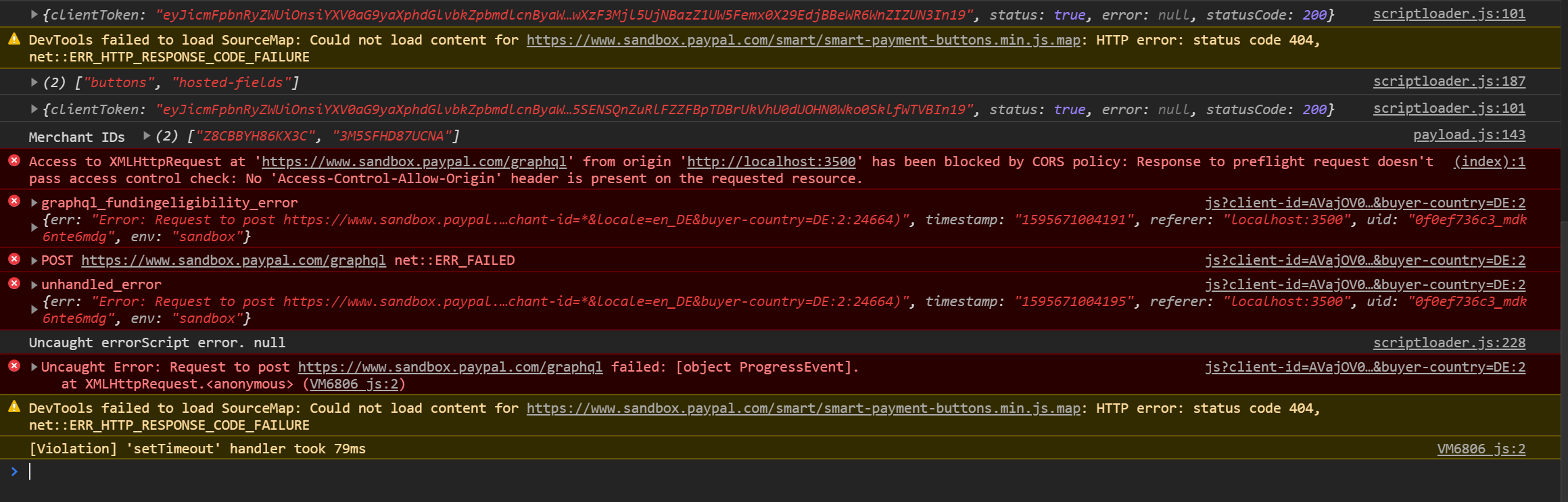 [Bug] MSP with Hosted fields [error in xhr request to graphql endpoint ...