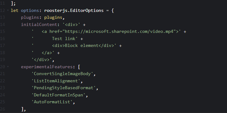 Unexpected html structure when assigning a certain string content to EditorOptions ...