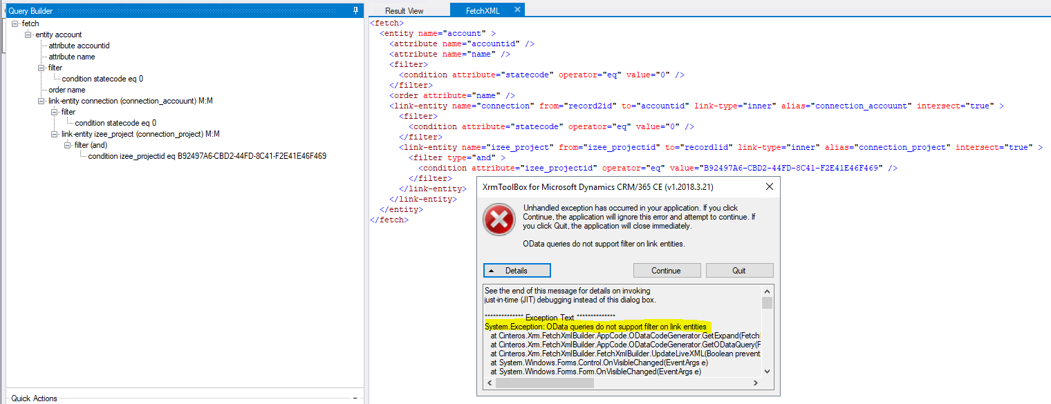 Handling of OData view selection requires fix · Issue #204 · rappen/FetchXMLBuilder · GitHub