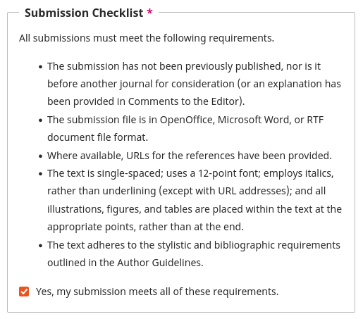 Improve the default submission checklist · Issue #8051 · pkp/pkp-lib · GitHub