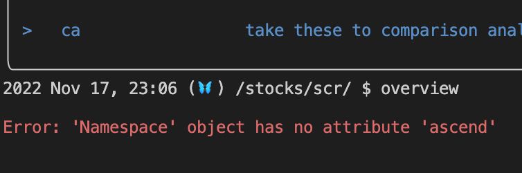 [Bug] /stocks/scr/overview error with ascend and namespace · Issue ...