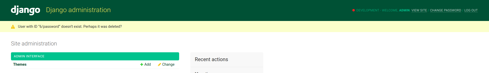 Change Password form not visible in the admin interface (BaseUser ...