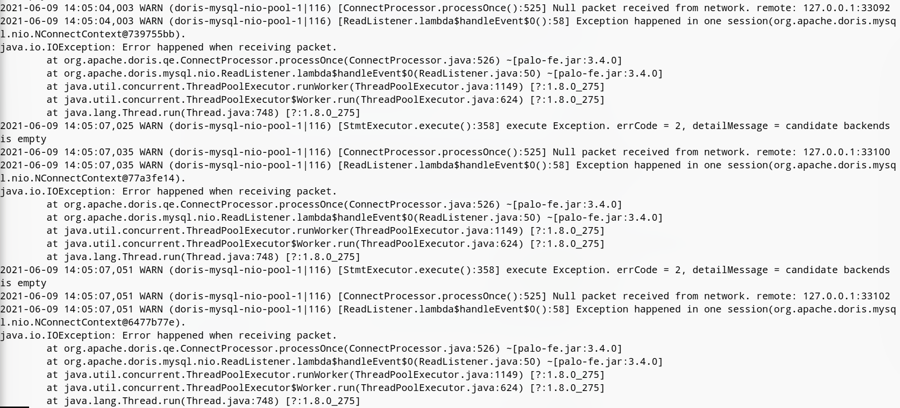 [Bug] Connect to Fe to add Be node failed. · Issue #6004 · apache/doris · GitHub