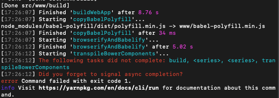 yarn run clean && yarn && yarn gulp build --platform=ios terminal error · Issue #927 · Jigsaw ...