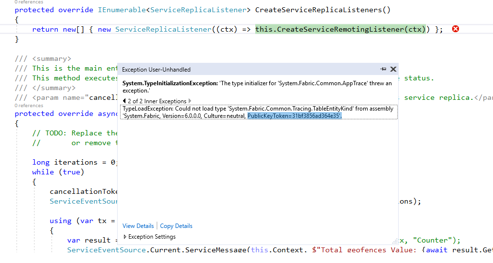 Service Fabric Type Initialization Exception · Issue #997 · microsoft/service-fabric-issues · GitHub