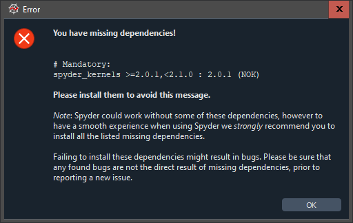 [5.0.0] Fresh install, missing dependencies (spyder-kernels) · Issue #15136 · spyder-ide/spyder ...