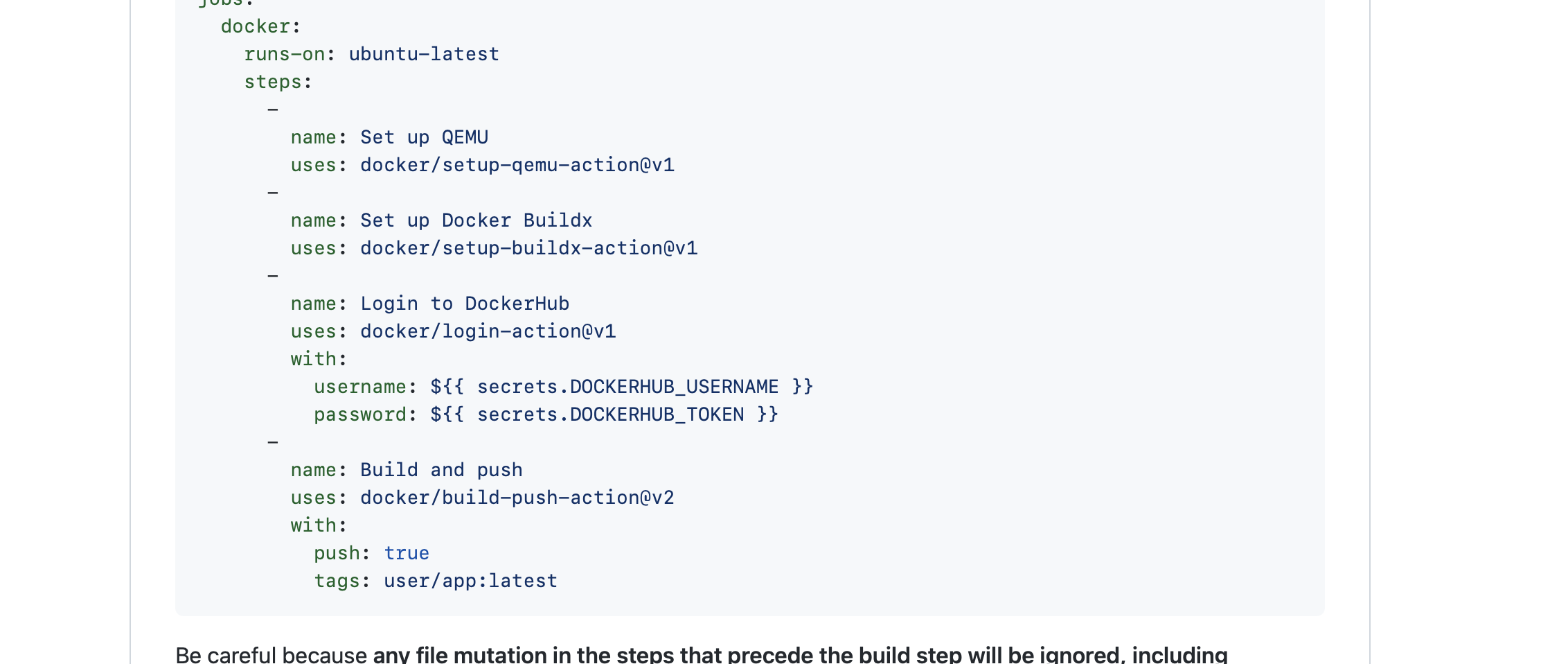 Is the README broken? The syntax of the .yml file is not well formatted ...