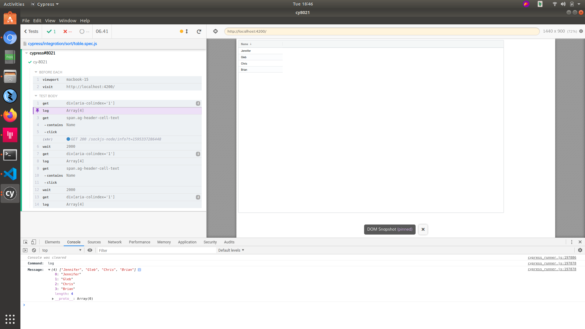 Cypress - Test sorting of a column in angular grid table (ag-grid ...