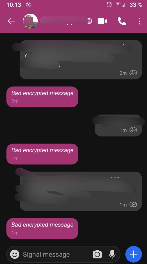 Getting "bad encrypted" messages · Issue #10139 · signalapp/Signal-Android · GitHub