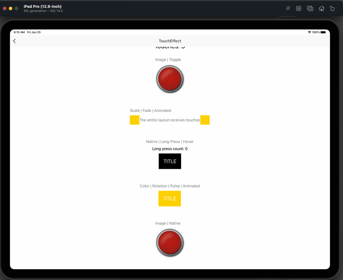 [Bug][iOS only] TouchEffect NativeAnimation doesn't reset animated properties when used on ...