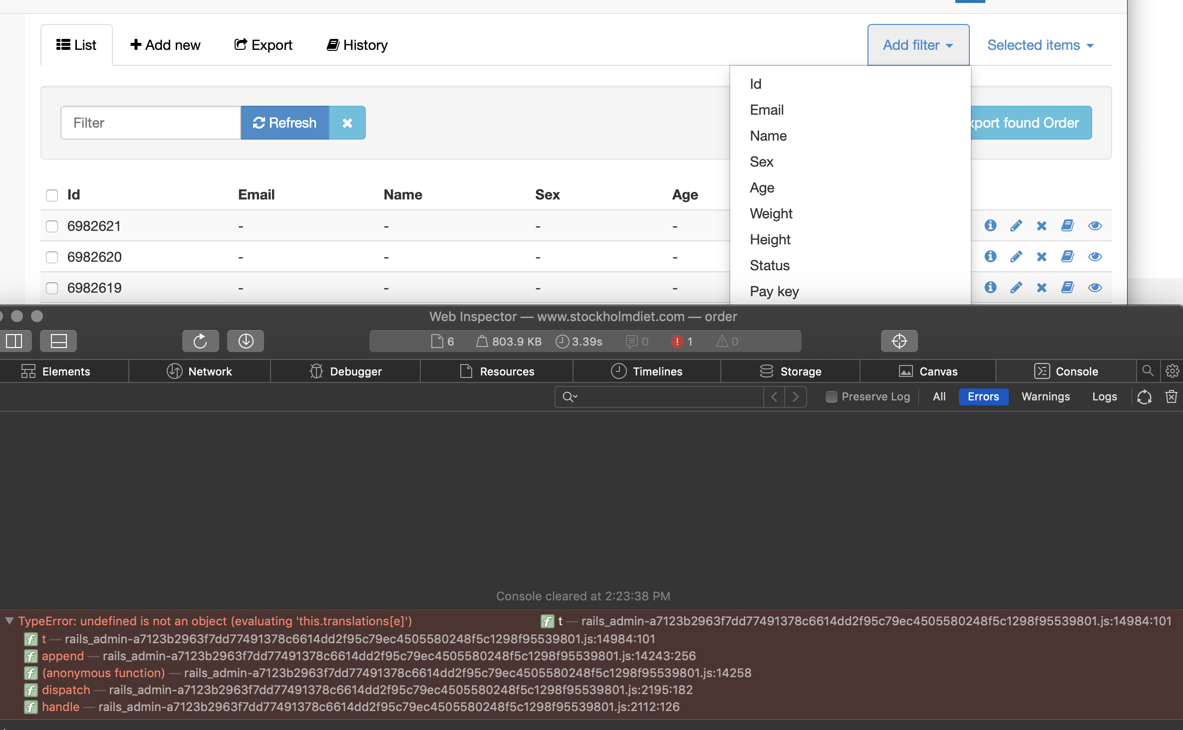 Bug: Clicking on items in "Add filter" menu doesn't work · Issue #3152 · railsadminteam/rails ...
