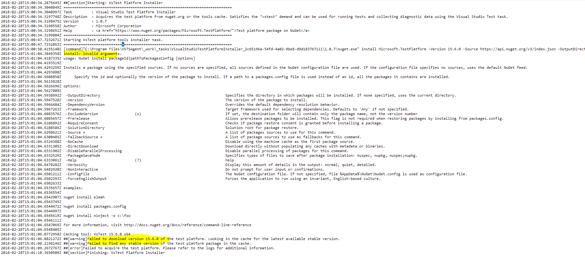 Vstest Platform Tools Installer Task Fails Nuget Exe Invalid Arguments · Issue 1455