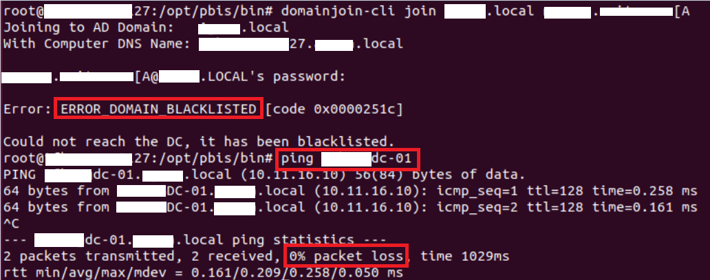 Error: ERROR_DOMAIN_BLACKLISTED [code 0x0000251c] · Issue #98 · BeyondTrust/pbis-open · GitHub
