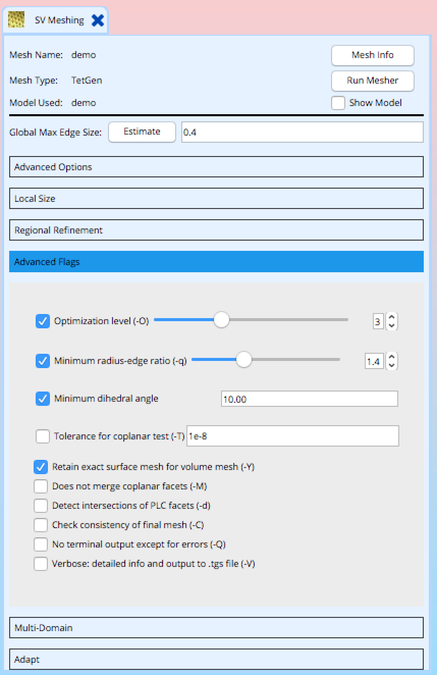Enhance tetgen quality mesh generation parameter set · Issue #773 · SimVascular/SimVascular · GitHub