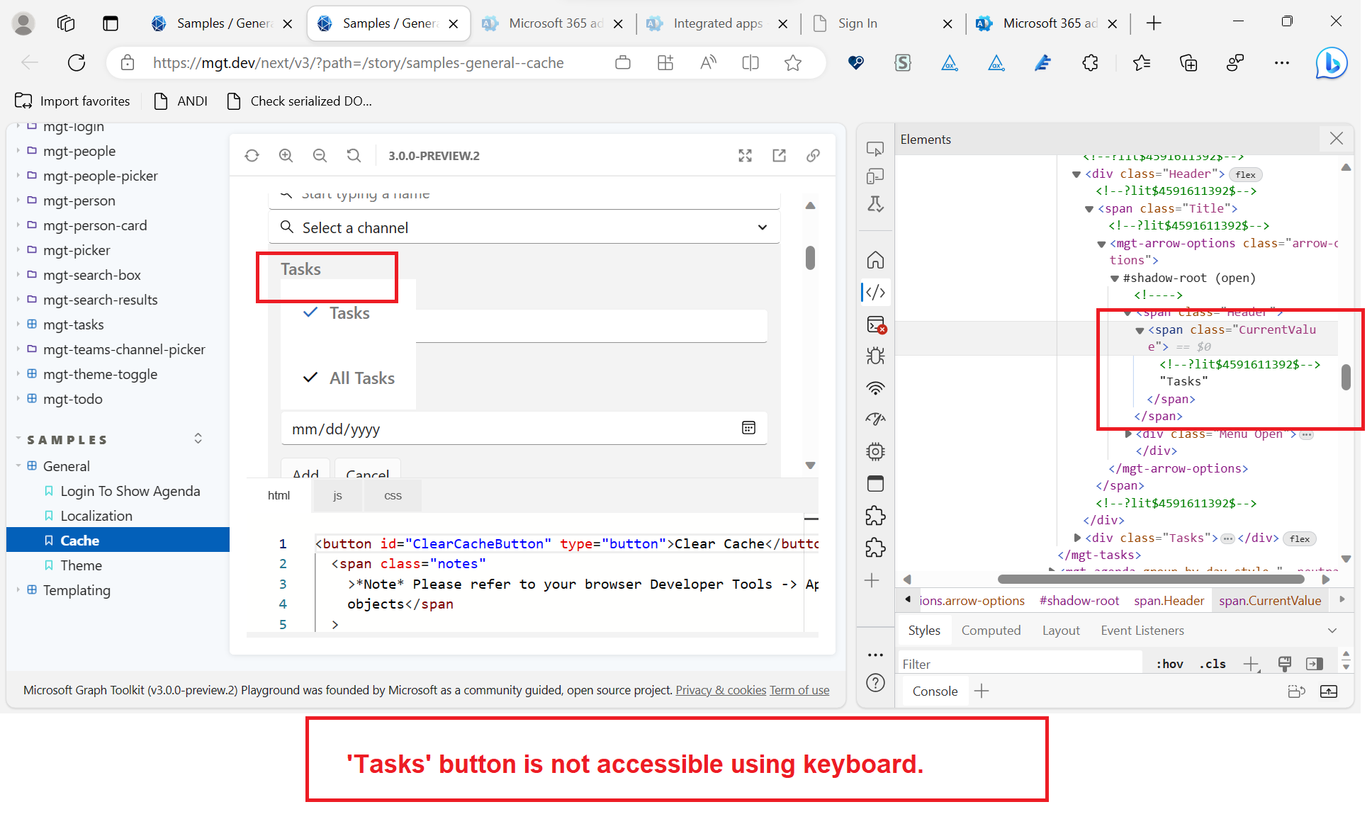[MGTP-Components-Samples-General-Localization ]: ‘List items under Task group’, ‘Task bucket ...