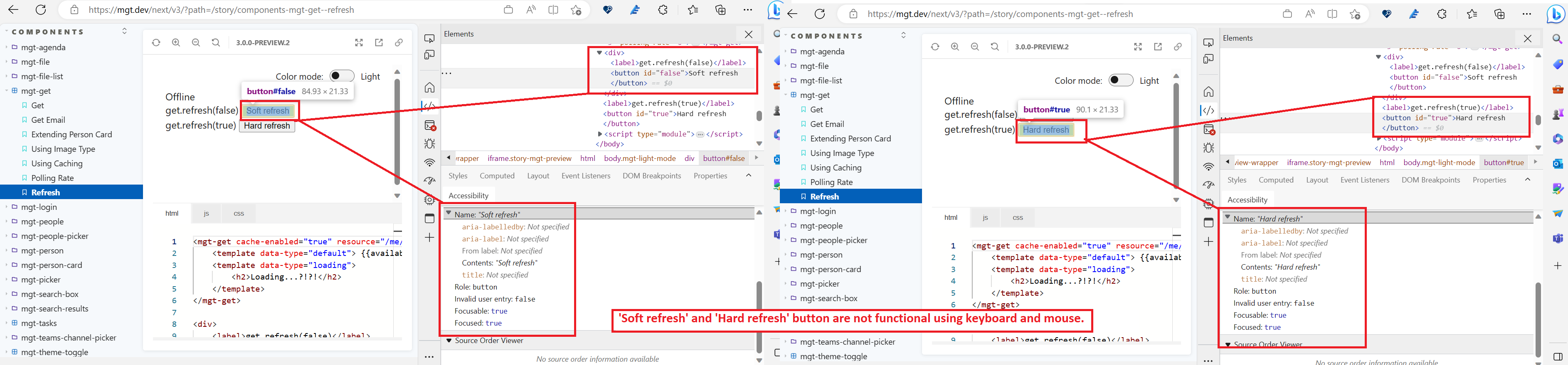[MGTP-Mgt Get-Refersh]: 'Soft refresh' button is not functional using keyboard and mouse ...