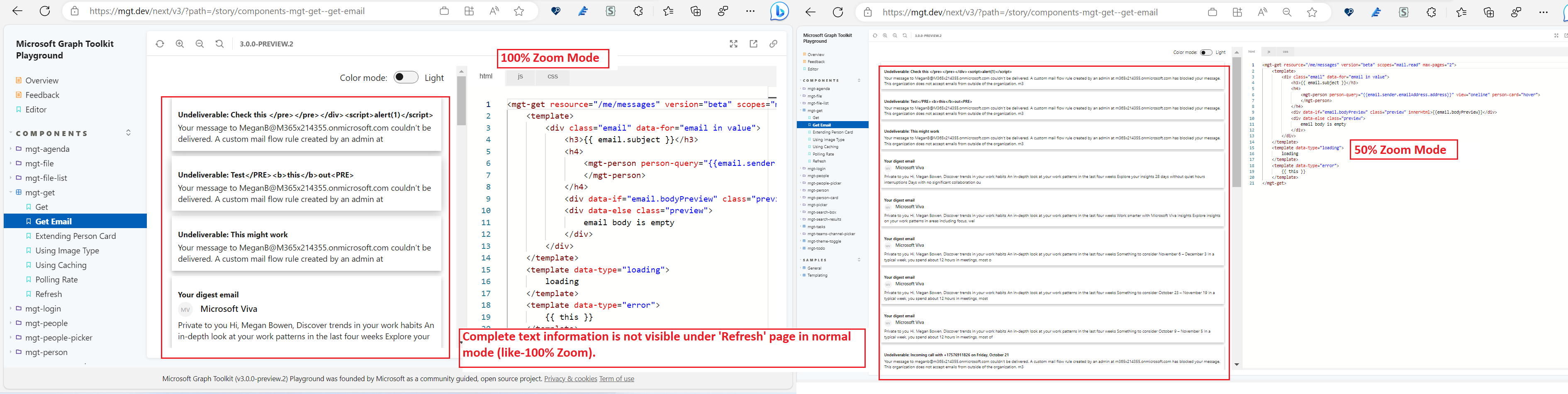 [MGTP-Mgt Get-Refersh]: Complete text information is not visible under 'Refresh' page in normal ...