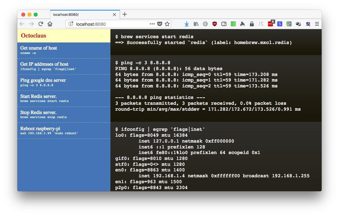 GitHub - hiway/octoclaus: Web frontend for your commonly-executed commands.