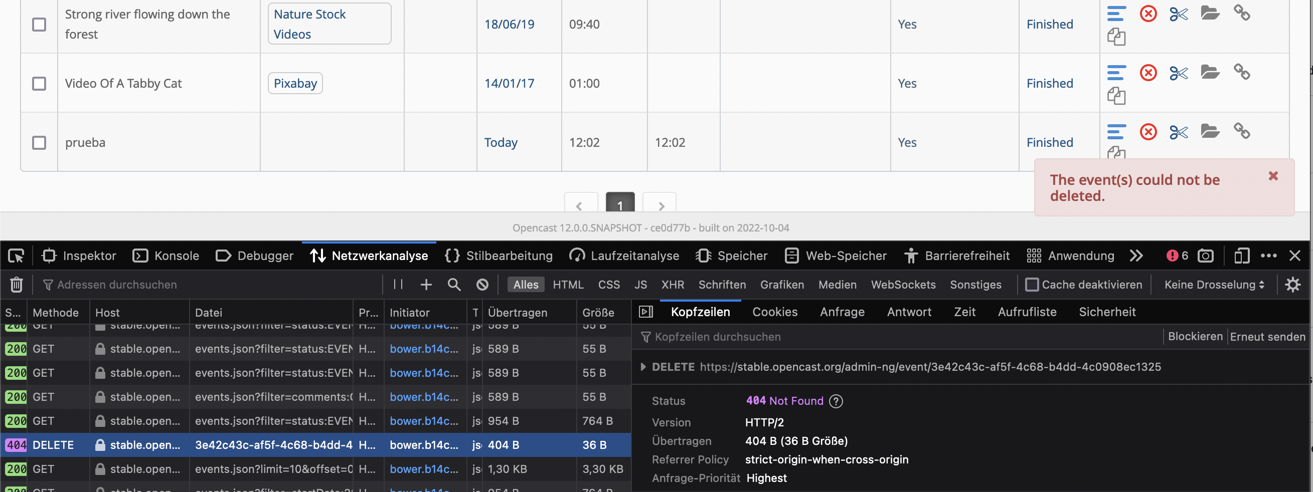 Scheduled event deletion though DELETE /recordings/ REST API broken · Issue #4273 · opencast ...