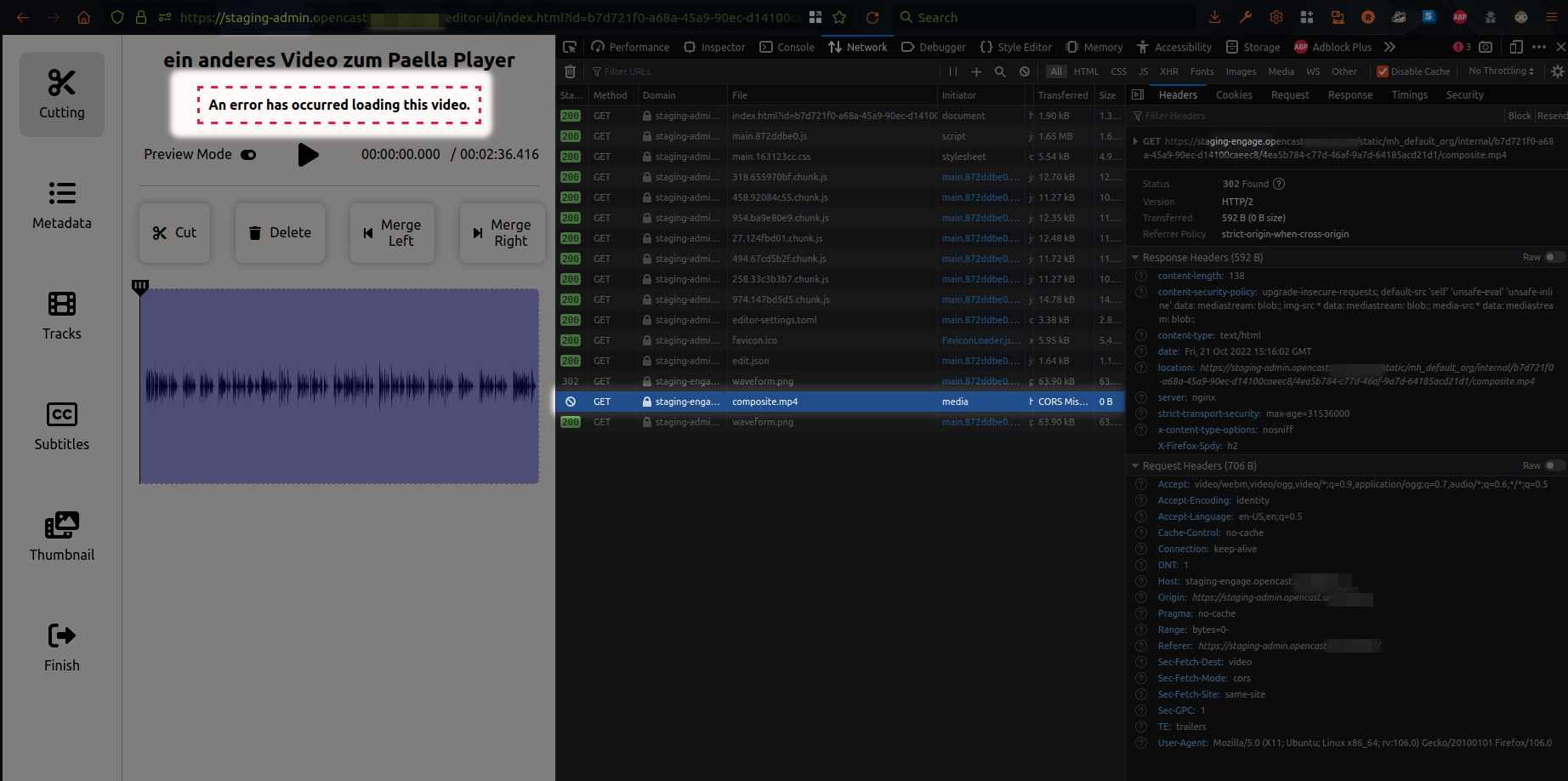Standalone Editor CORS error in opencast 11.4 · Issue #3538 · opencast/opencast · GitHub