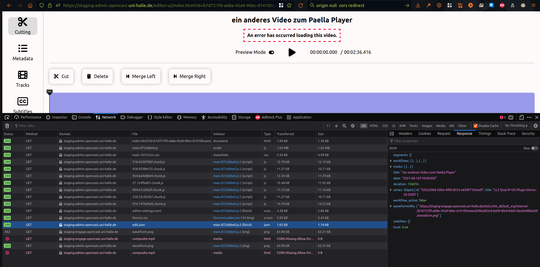 Standalone Editor CORS error in opencast 11.4 · Issue #3538 · opencast/opencast · GitHub