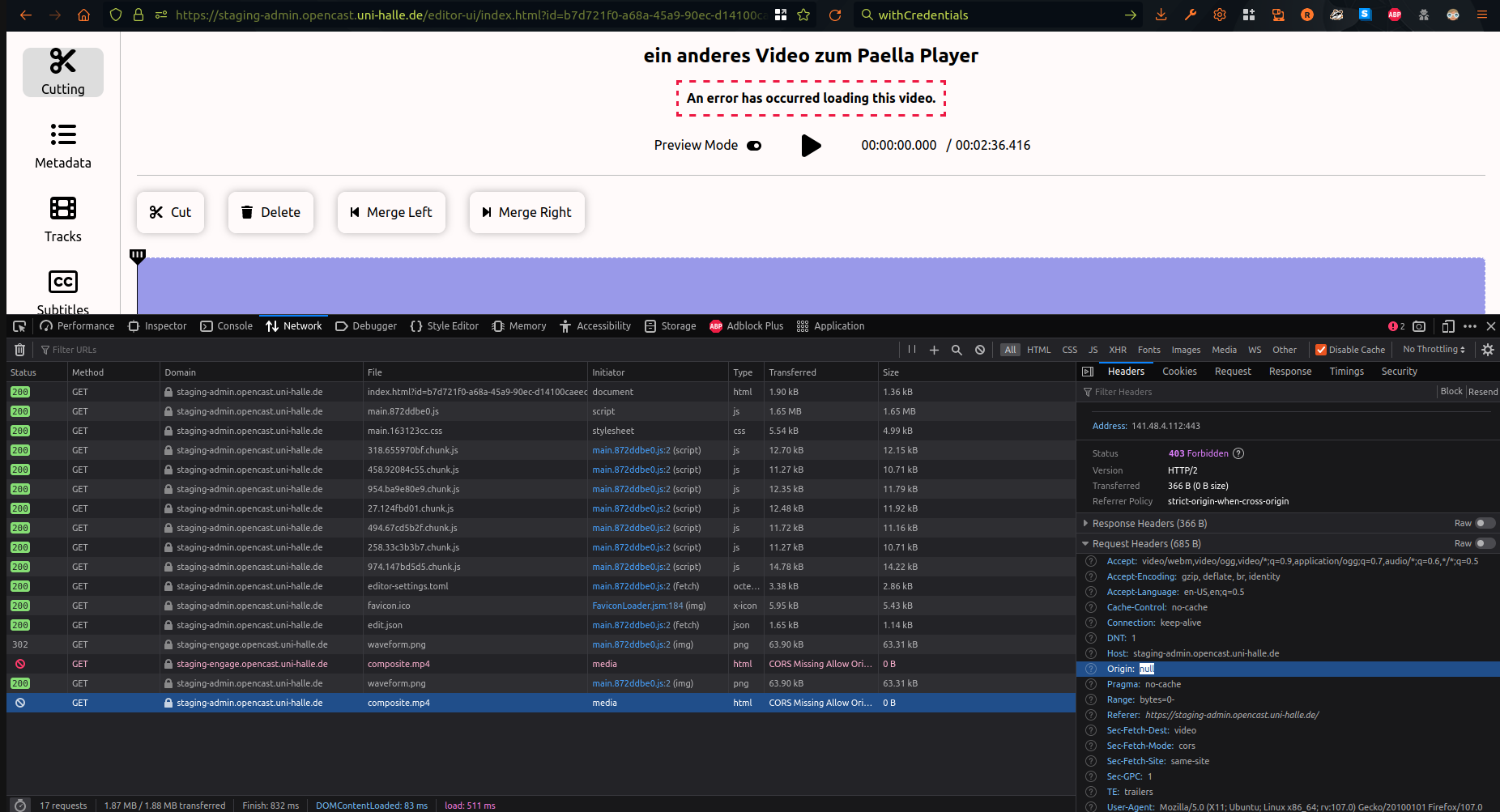 Standalone Editor CORS error in opencast 11.4 · Issue #3538 · opencast/opencast · GitHub