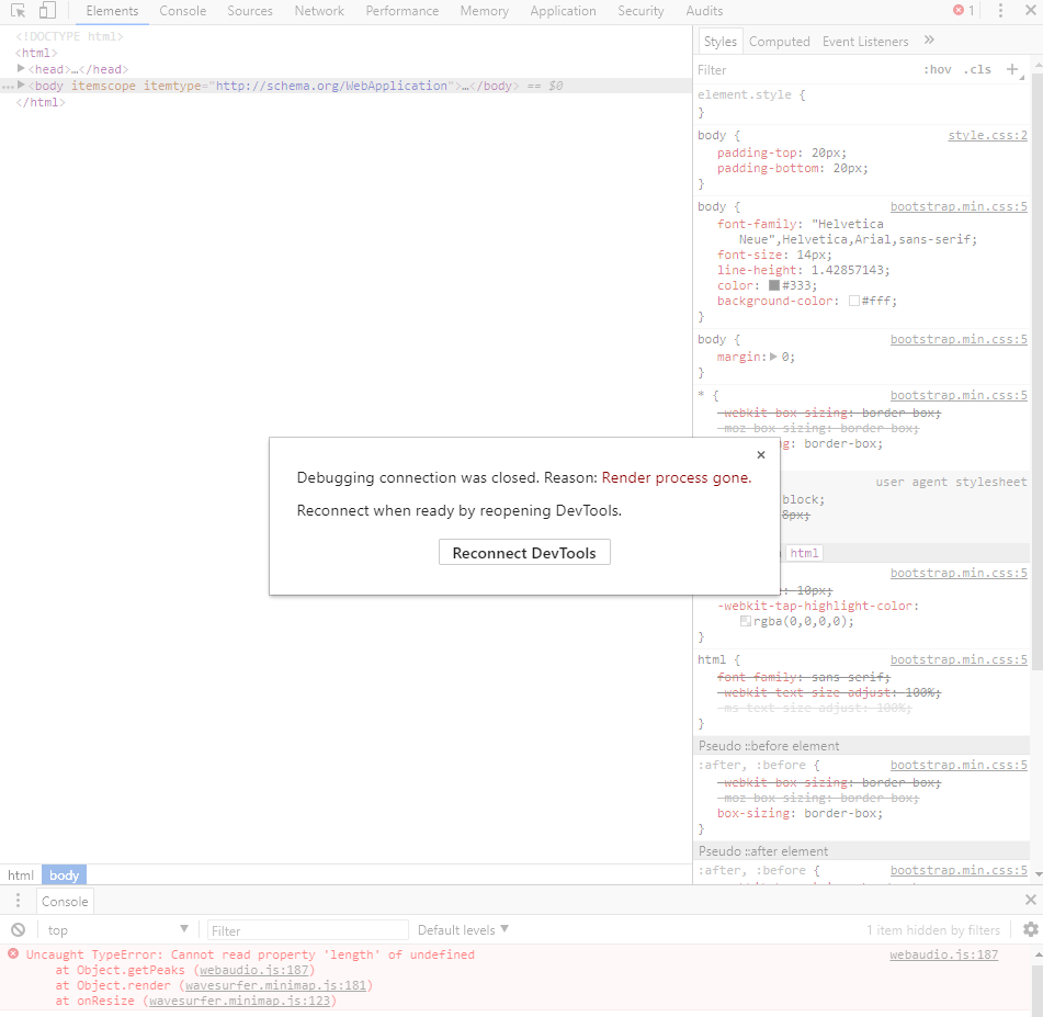 Browser crashes · Issue #1348 · katspaugh/wavesurfer.js · GitHub