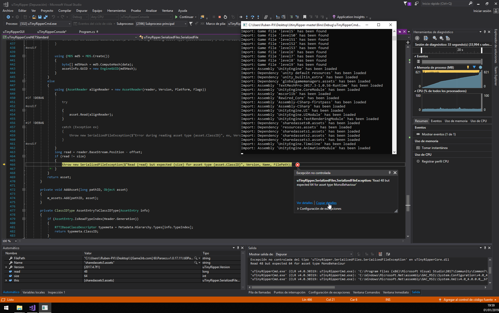 Read 48 but expected 64 for asset type MonoBehaviour · Issue #156 · mafaca/UtinyRipper · GitHub