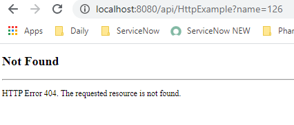 Receiving HTTP 404 while running/testing simple example locally using a ...