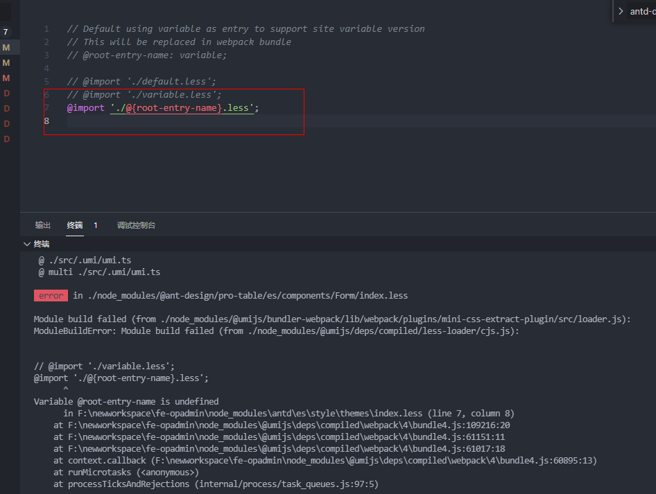 🐛[BUG] 升级了antd后，报错 Variable @root-entry-name is undefined · Issue #9082 · ant-design/ant-design ...